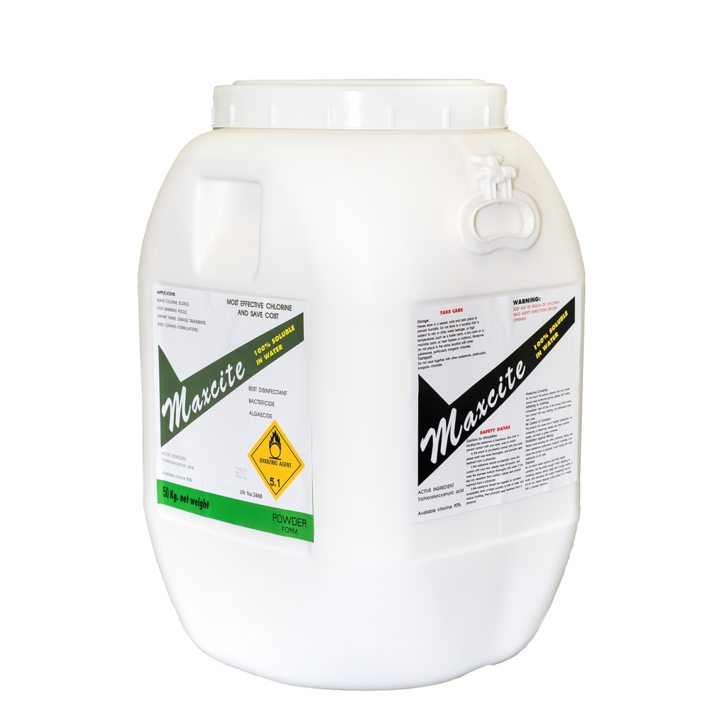 คลอรีน 90% เกล็ด ตรา Maxcite ขนาด 50 กิโลกรัม - Parwel International